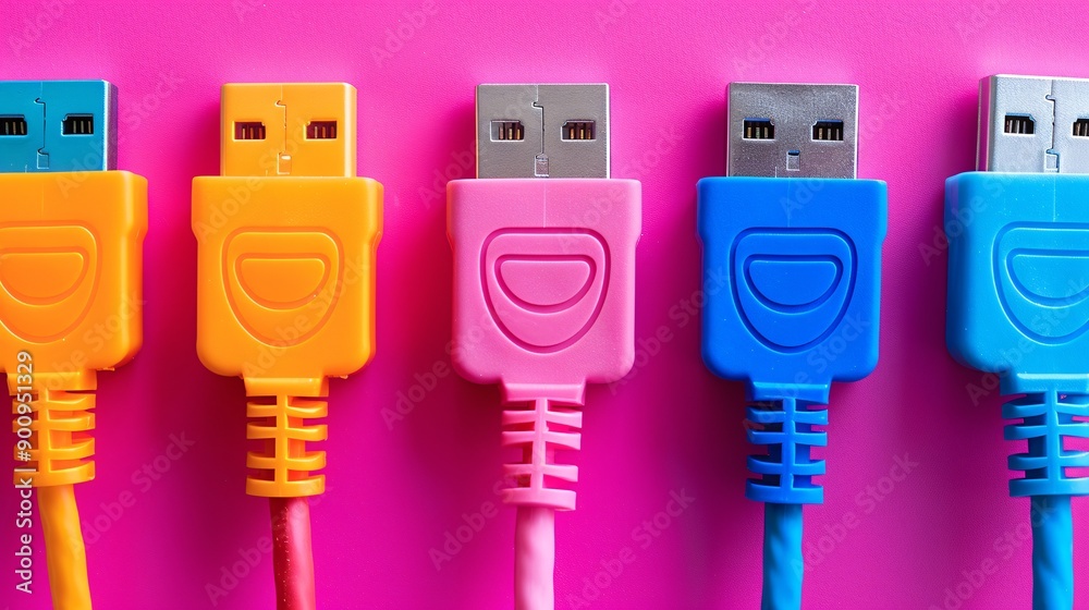 Flat lay featuring a variety of telecommunications components like RJ45 ...