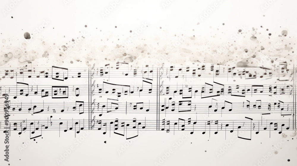 A collection of hand-drawn musical notes and symbols arranged ...