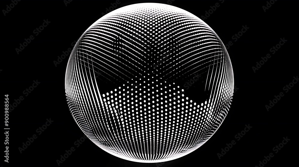 White Sphere rendered in 3d with intricate lines and dot patterns, it ...