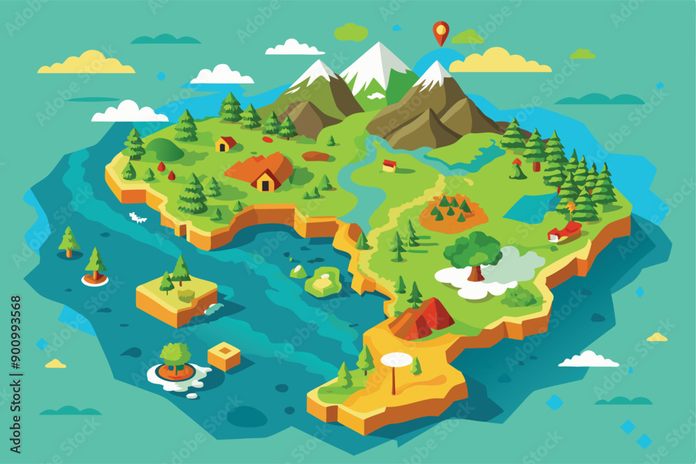 Country Map Highlighting Regions and displaying its regions major ...