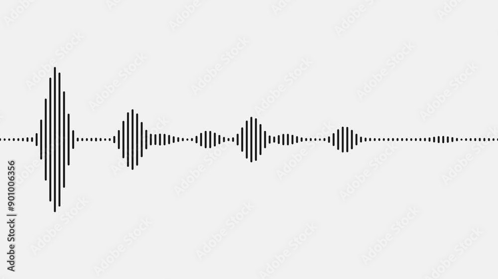 black soundwaves with black bars on white background, Sound wave ...
