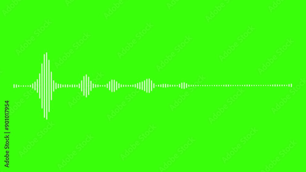 audio wave or frequency digital animation green screen. White audio ...