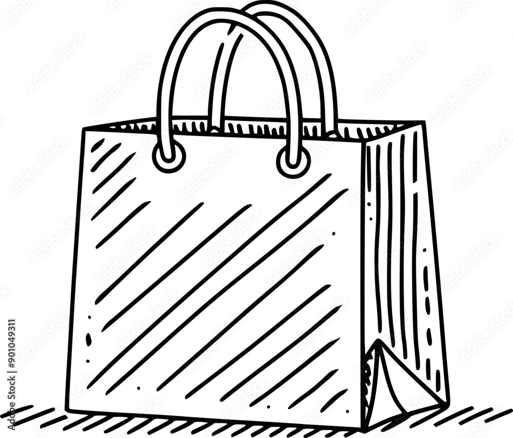 Continuous line art Shopping paper bag handle template generated by Ai ...