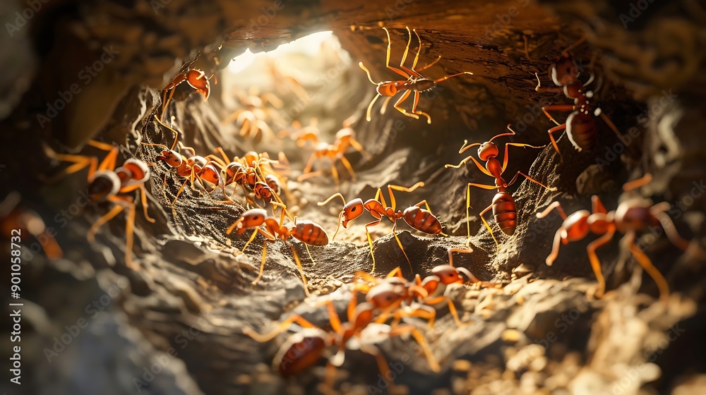 Digital Image of Ants Collaborating in a Formation to Forage for Food ...