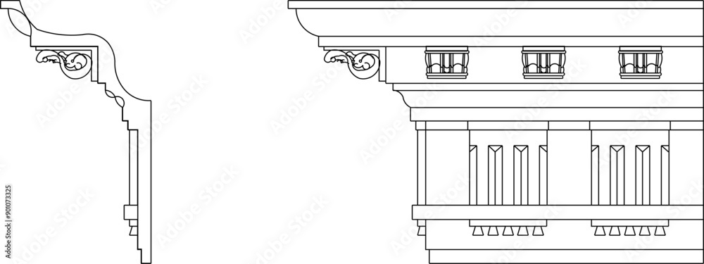 Sketch vector illustration silhouette drawing architectural engineering ...