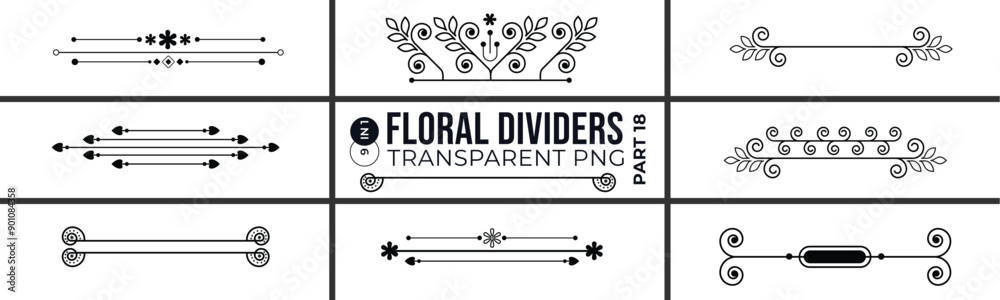 Line dividers. Decorative swirl text separators, vintage divider ...
