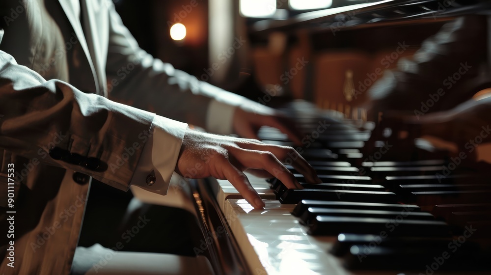 Stylish pianist captivates the audience with a mesmerizing melody ...