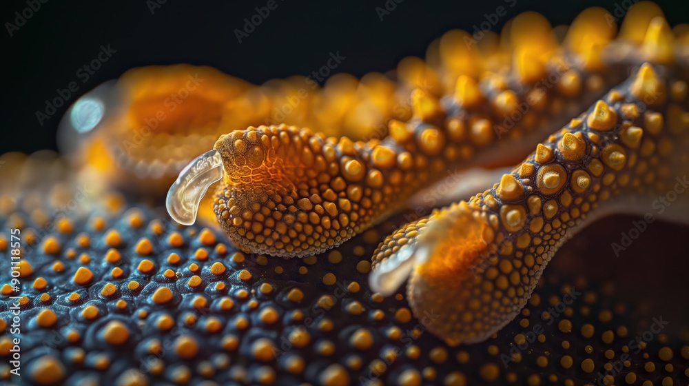 Macro photography showing the detailed structure of a gecko's foot ...