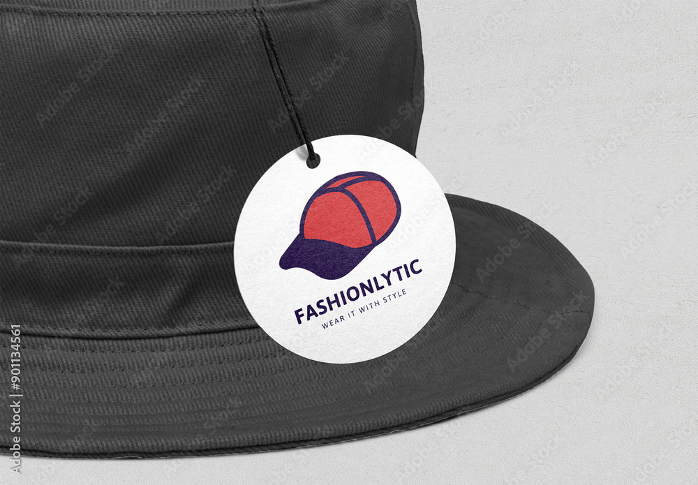 Branding Clothes Tag And Bucket Hat Mockup With Generative AI Stock ...