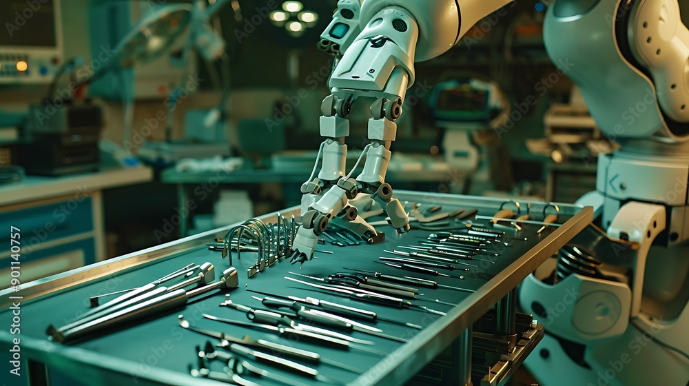 Robotic system prepares and organizes surgical instruments ensuring all tools are sterilized and ...