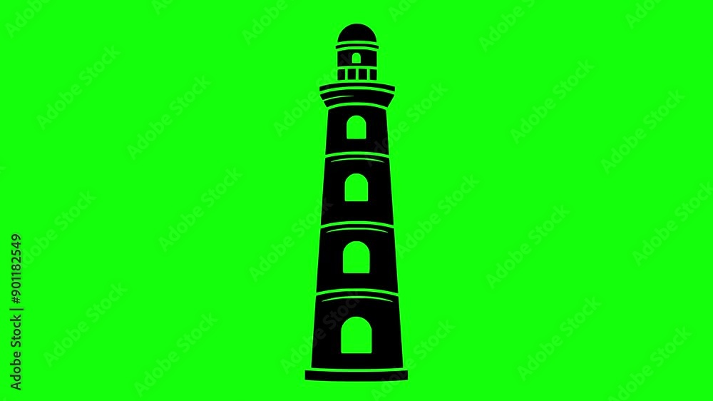 sea illustration video animation coast sky lighthouse silhouette nature ...
