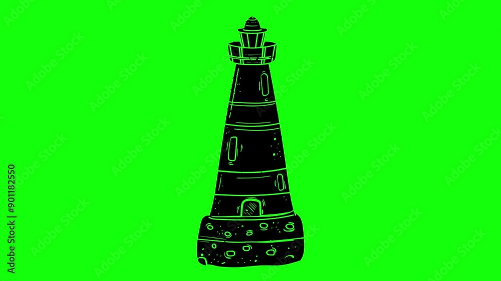 sea illustration video animation coast sky lighthouse silhouette nature ...