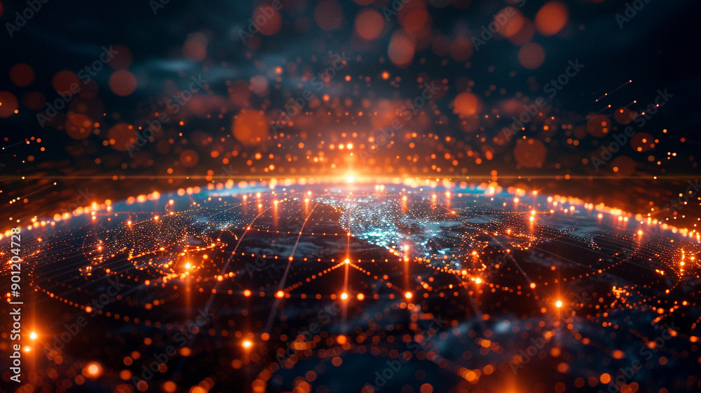 dynamic digital world map emphasize Western Europe continental for AI ...