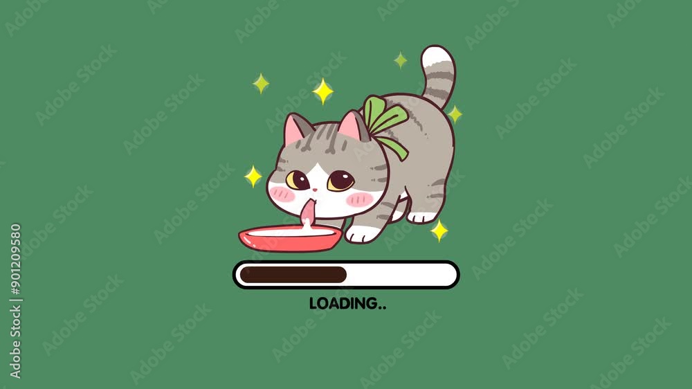 Loading Cartoon Animation Video on Green and Green Screen Background ...