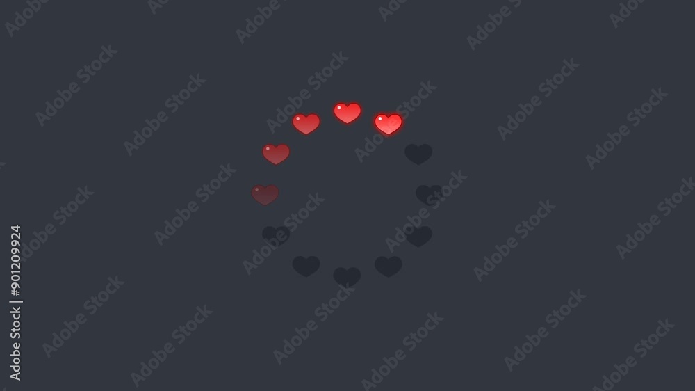 Loading Circle Video with Red Heart. Loading Animation on Black and Green Screen Background ...
