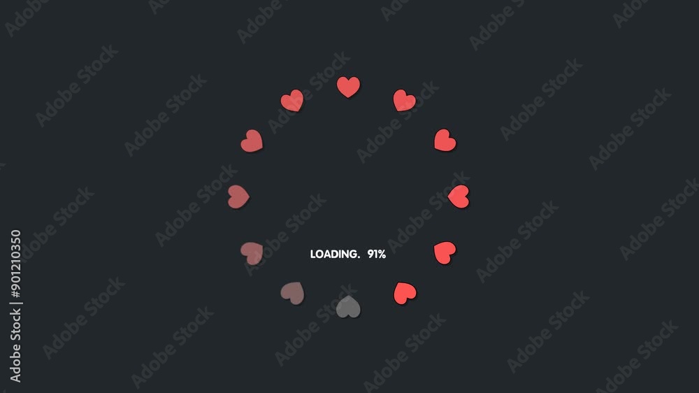 Loading Circle Video with Red Heart. Loading Animation on Black and ...