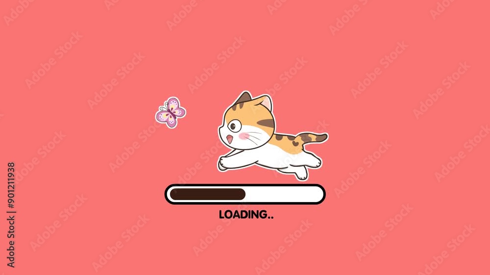 Loading Cartoon Animation Video on Pink and Green Screen Background ...