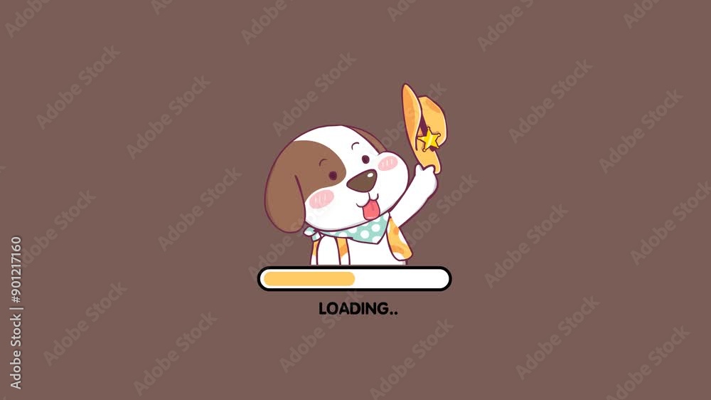 Loading Cartoon Animation Video on Brown and Green Screen Background ...