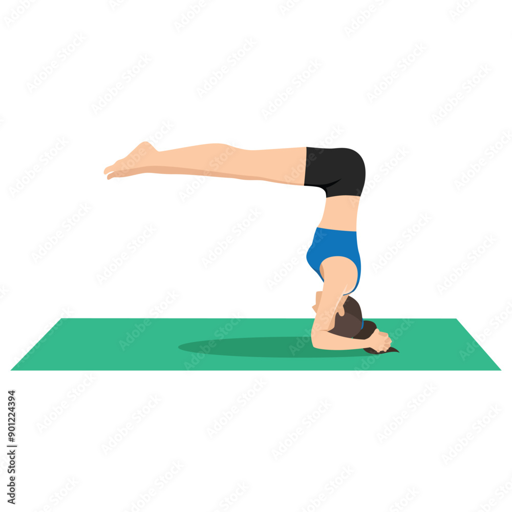 Vecteur Stock Woman doing Upward Facing Staff Pose, Half Headstand Pose ...