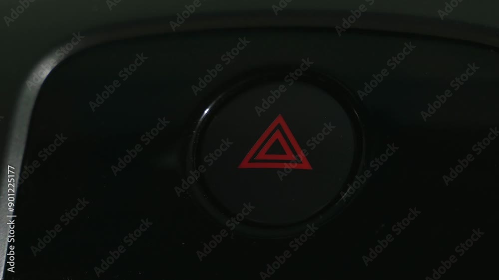 The video shows a close-up of the emergency power button inside the car ...