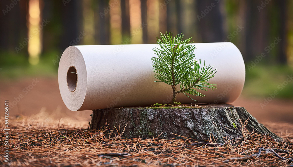 Sustainability / Sircular economy / bioeconomy concept: Paper roll on ...