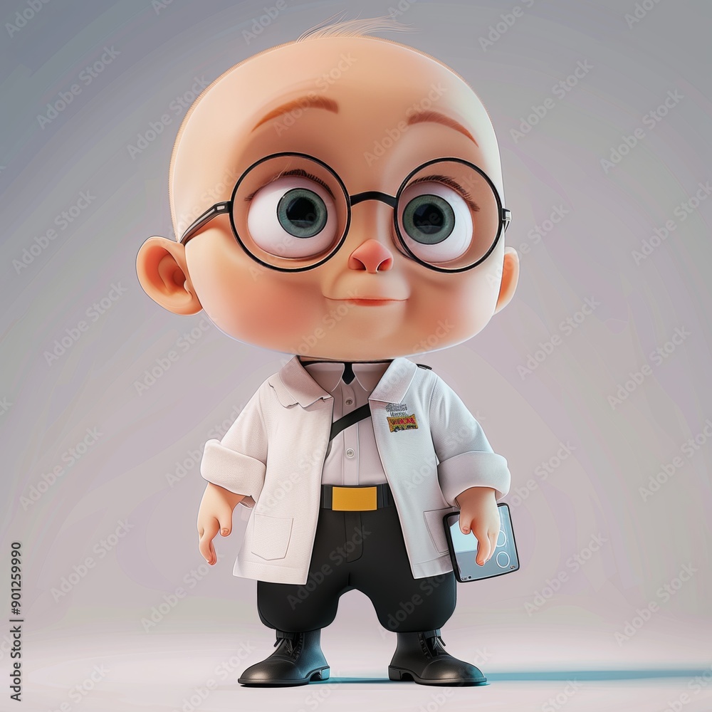 Cute doctor boss baby kid toddler in suit with big eyes 3d cartoon ...