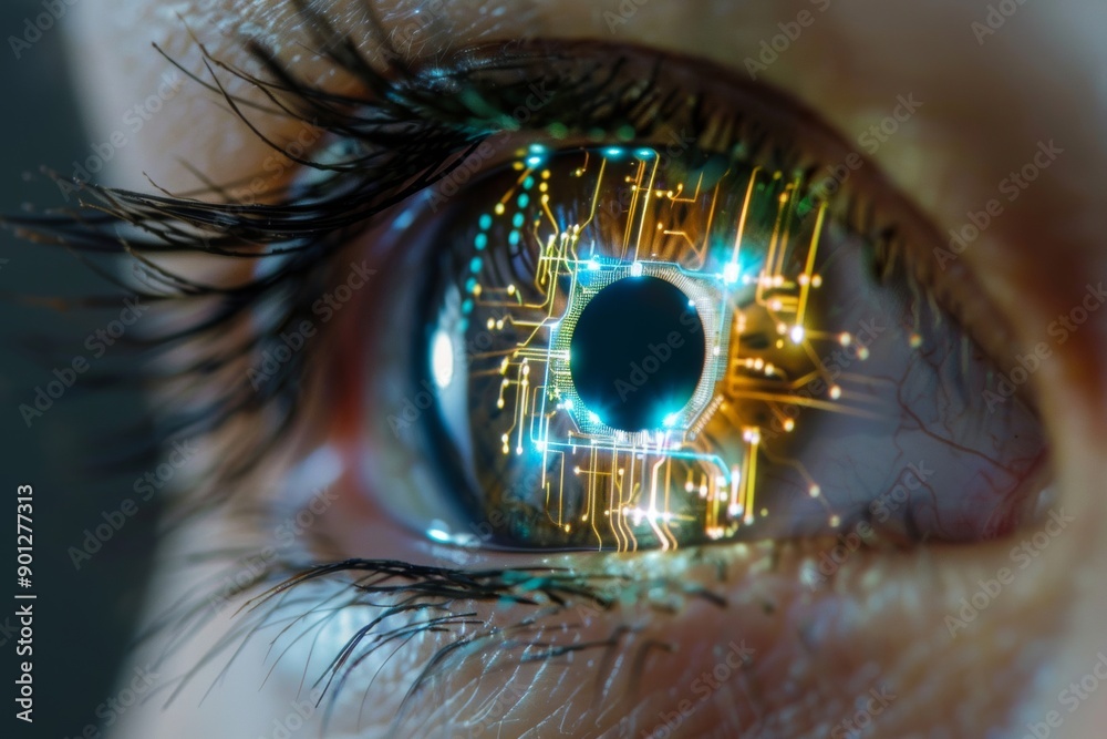 The human eye with a microchip iris embodies vision technology by ...