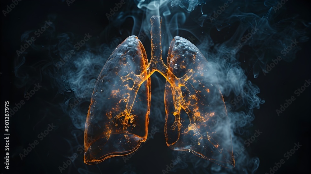 Dangerous Smoke Billowing From Fiery Lungs Symbolizing Harm and Disease ...