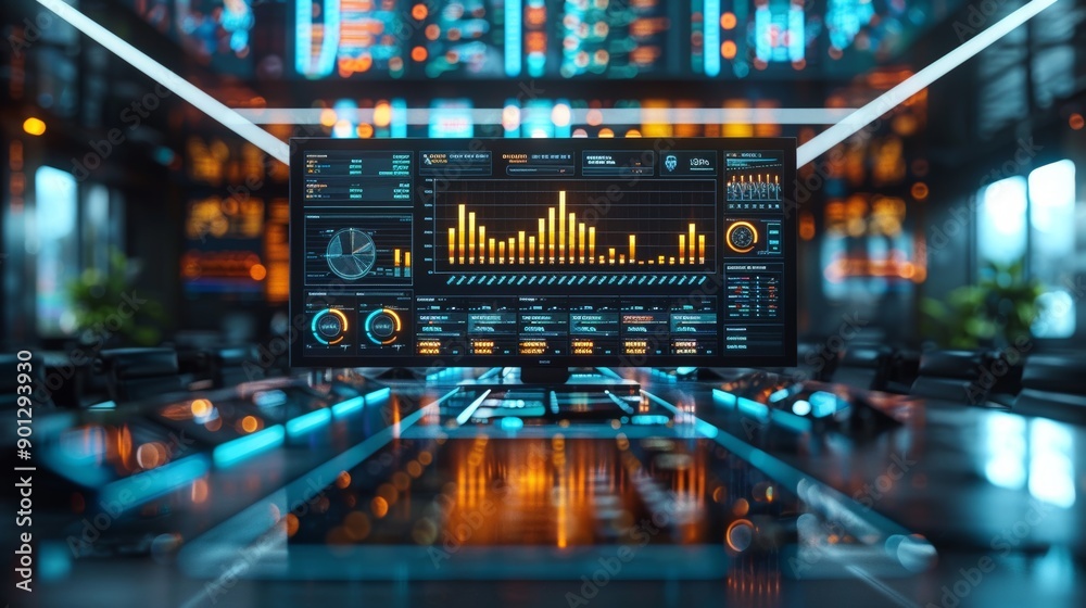 Modern Data Analysis Dashboard With Vibrant Colors Displaying Real-Time ...