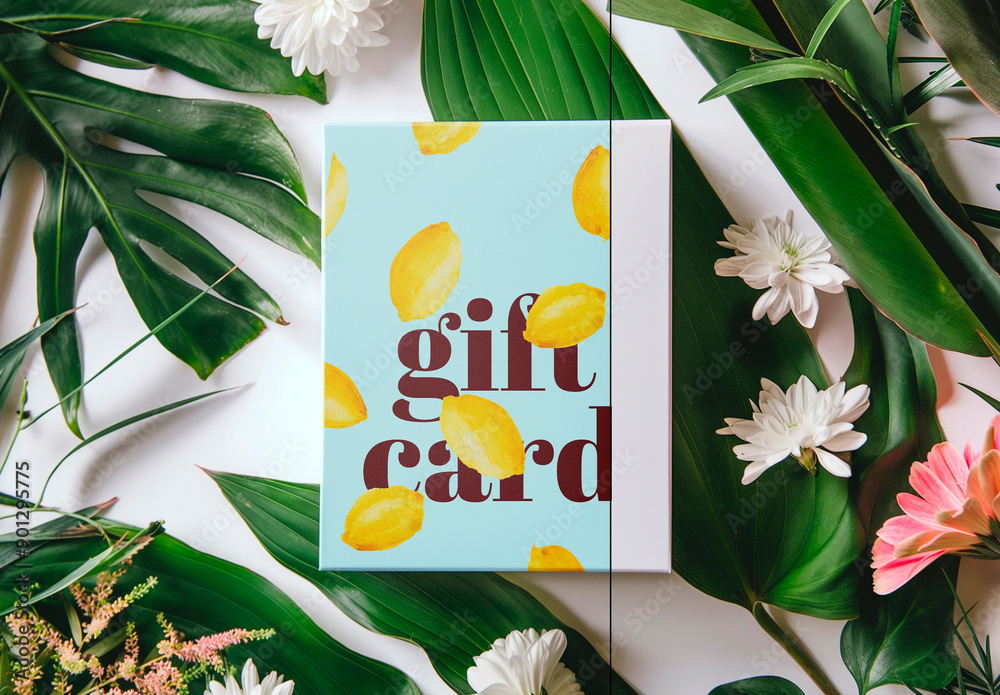 Mockup Gift Box Flowers Natural Background. Ai Generated Stock Template ...