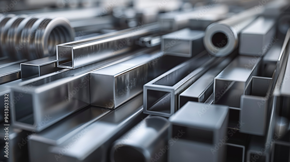 A collection of variously shaped metal pipes and bars, showcasing both ...