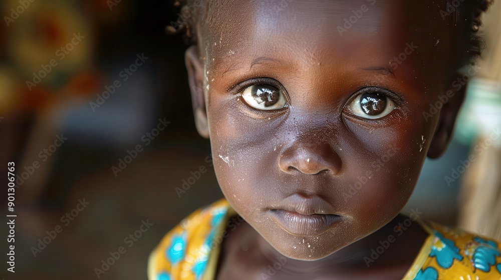 Malnourished Child A closeup portrait of a child with visible signs of ...
