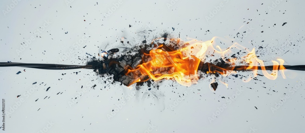 Electricity wire burnt due to a short circuit caused by an electrical ...