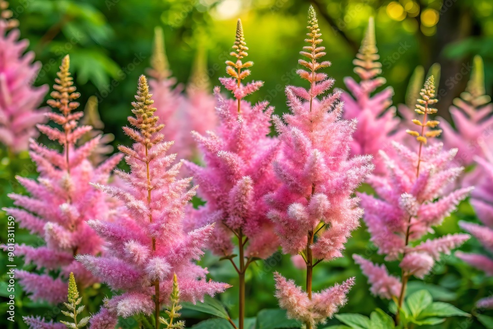 Delicate pink feathery plumes of Astilbe arendsii, also known as False ...
