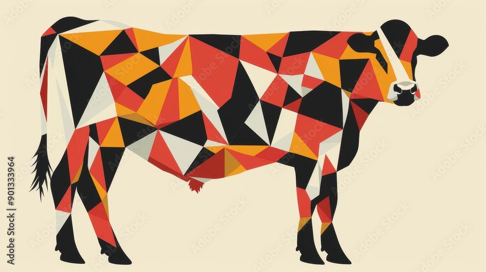 Abstract Cow An abstract representation of a cow using basic shapes and ...