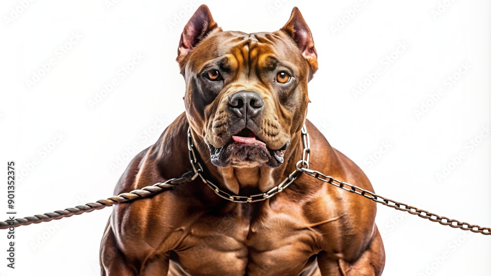 Fierce canine on leash exhibits unbridled passion and strength, its ...