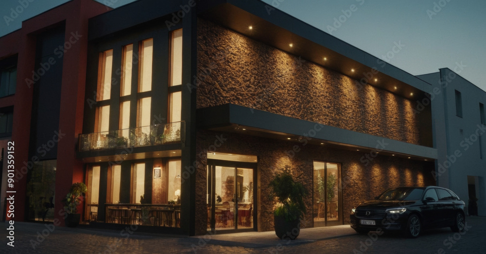 Design of a restaurant building facade. The facade width is 13 meters ...