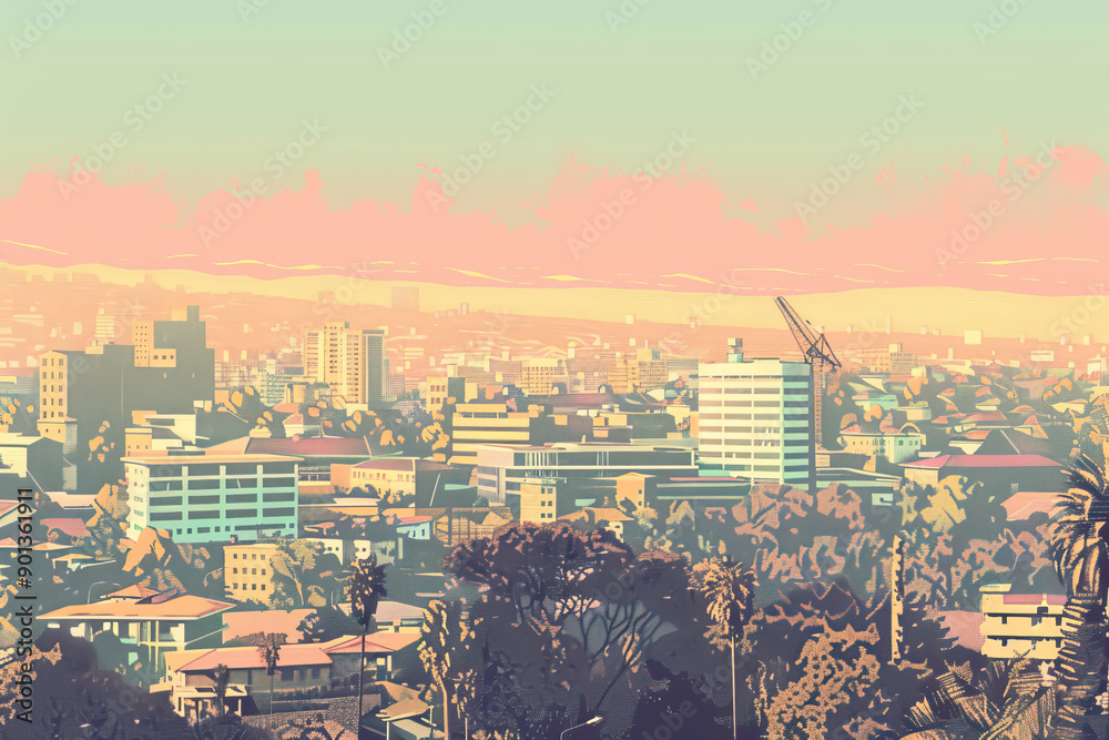 Risograph artistic riso print travel poster, card, wallpaper or banner ...