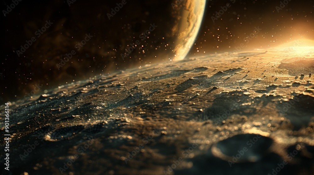 Realistic Space Scene Captured with Shallow Focus, Featuring Stars and ...