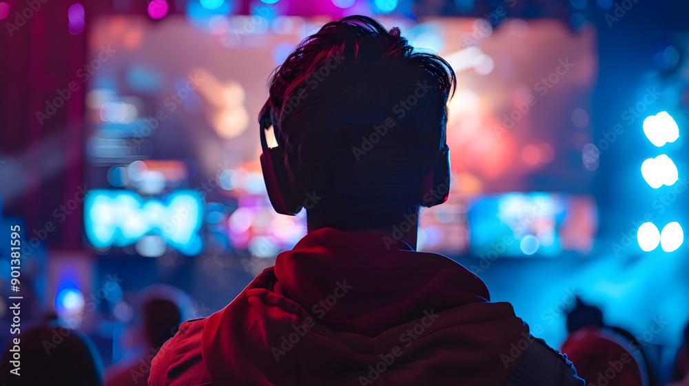 Man sitting on couch mesmerized by intense reality show competition ...