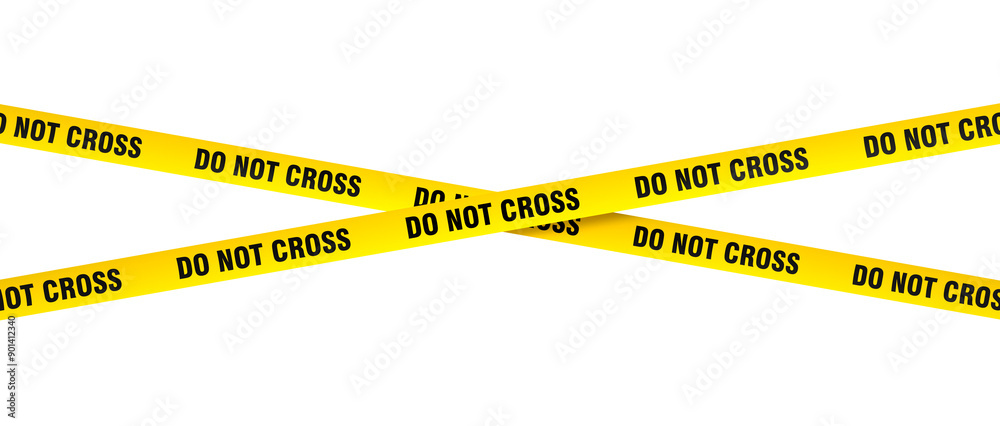 Yellow do not cross tape on transparent background for crime scene ...