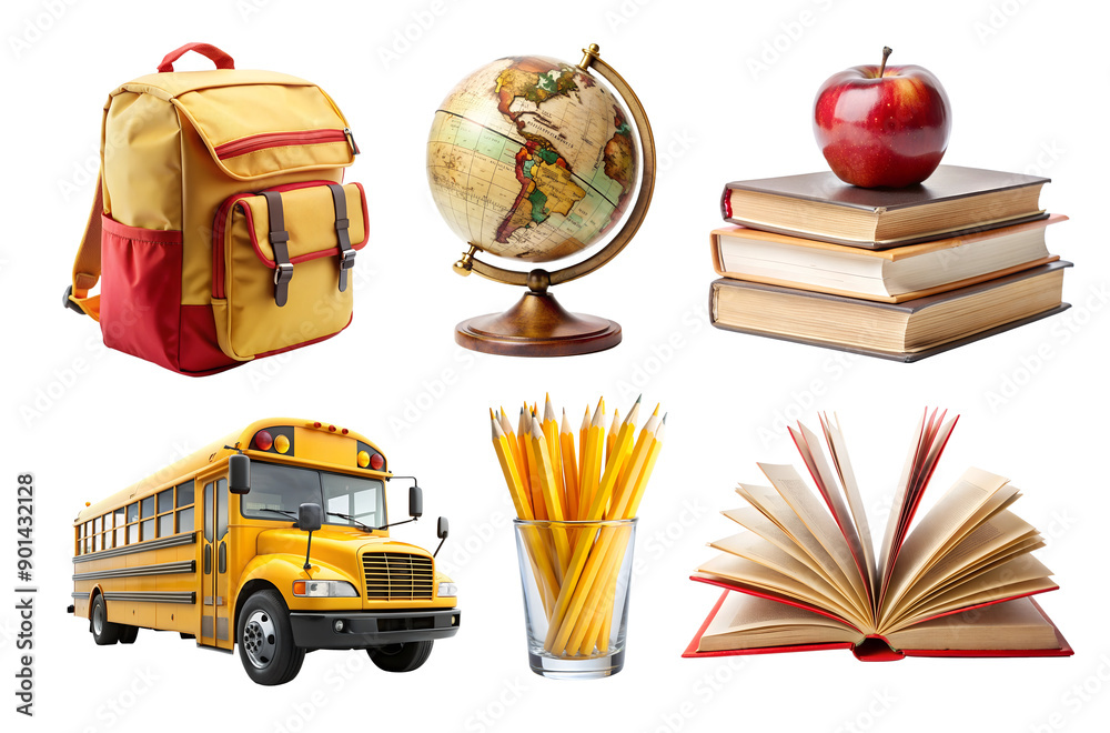 Back to School PNG Set with school elements isolated on white ...