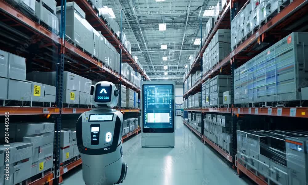 Robot in a Warehouse Stock Video | Adobe Stock