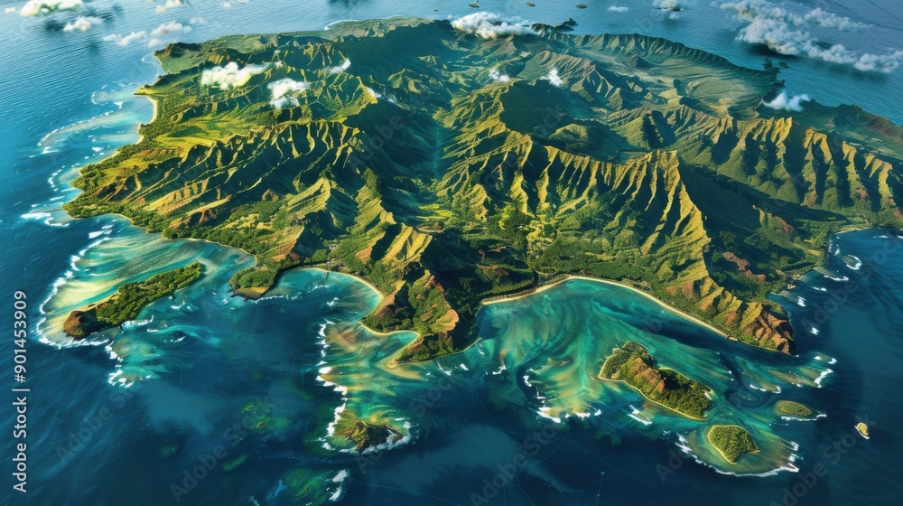 Foto de Hawaii Islands Political Map with Honolulu. Discover the Aloha ...