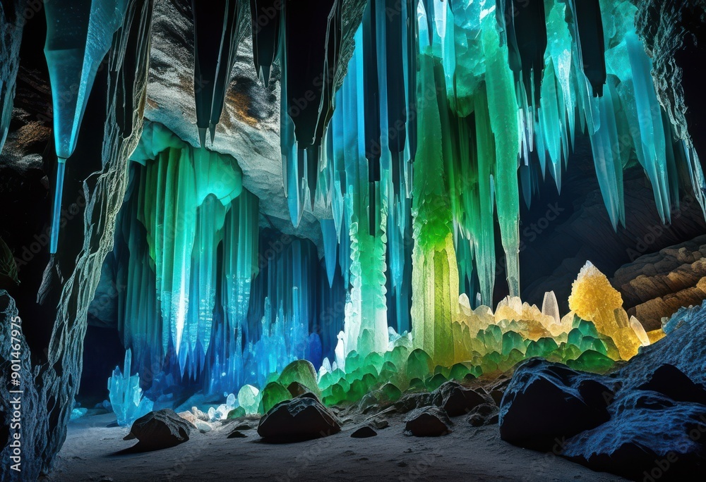crystal cave stalagmites featuring glittering mineral sparkling rock ...