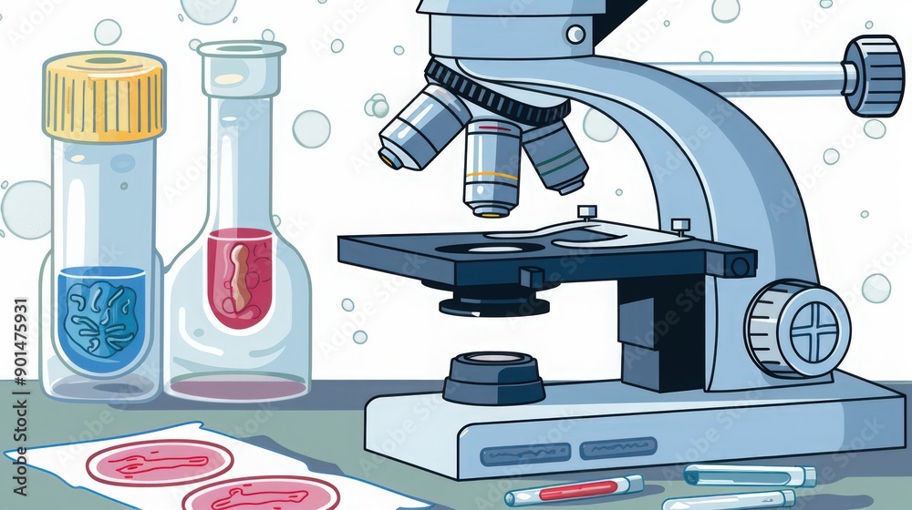 Diagram of a biological experiment involving microscopy, highlighting ...