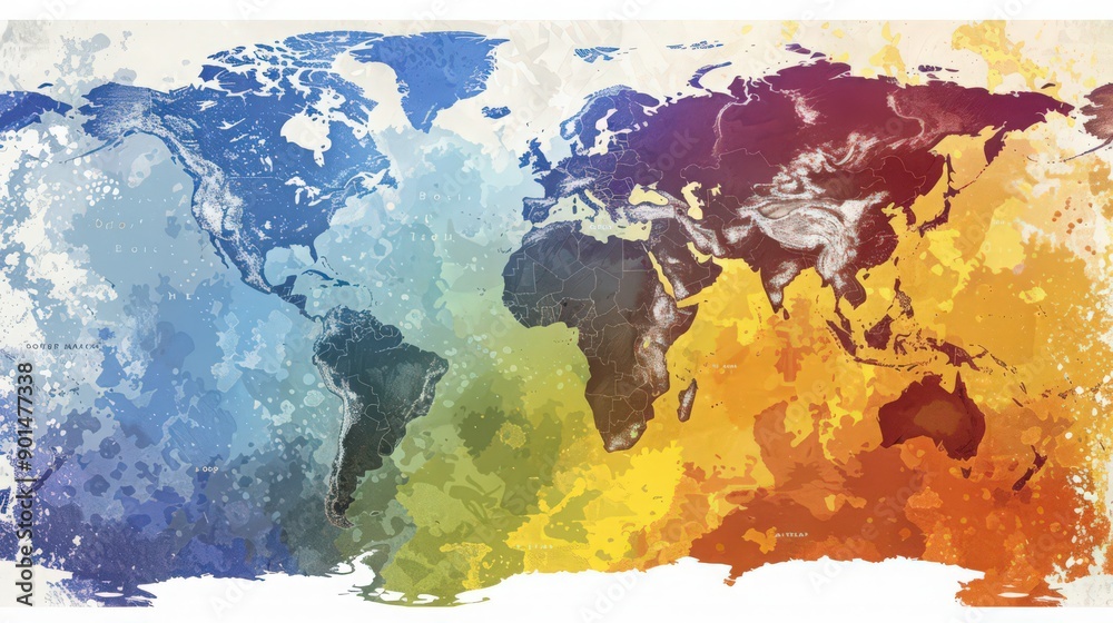 Diagram of a climate zone map, highlighting the different climatic ...