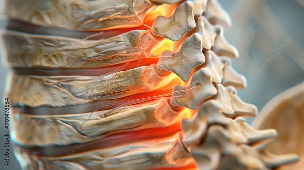 Diagram of a herniated disc, showing displacement of the intervertebral ...