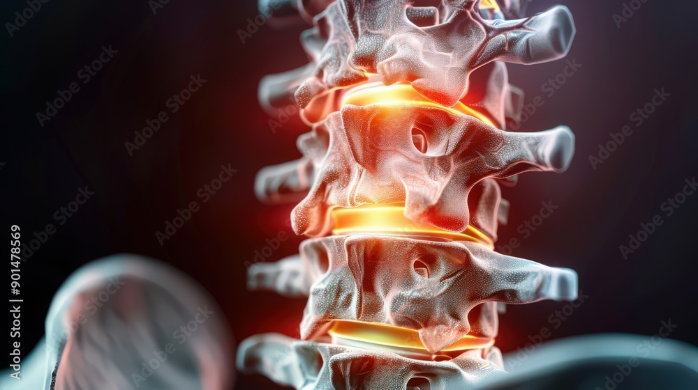Diagram of a herniated disc, showing displacement of the intervertebral ...