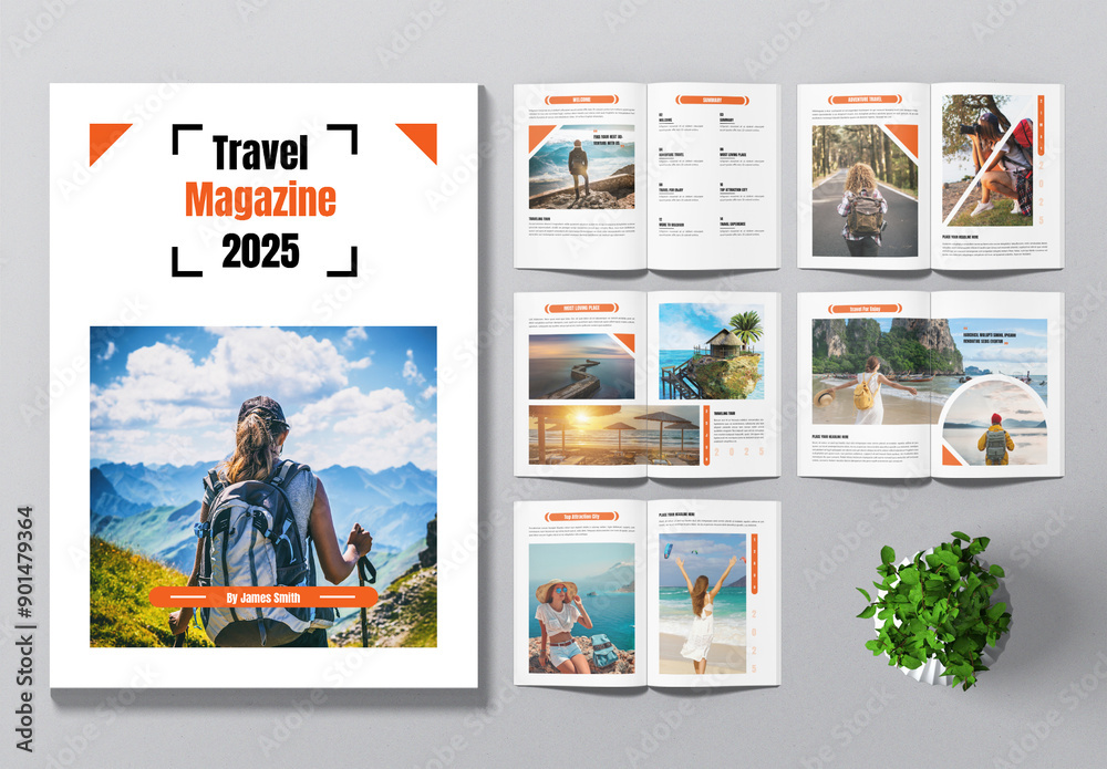 Clean And Modern Travel Magazine Layout Stock Template | Adobe Stock